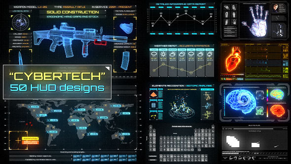 CyberTech HUD Infographic Pack, After Effects Project Files | VideoHive